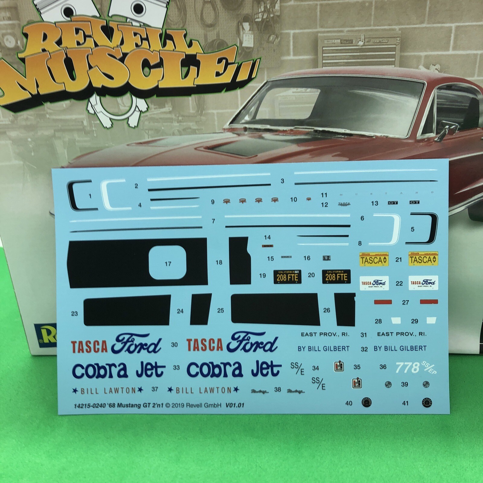 FOB TASCA Ford 68 Mustang 428 Cobra Jet DECAL SHEET RVL 1:25 LBR Model ...