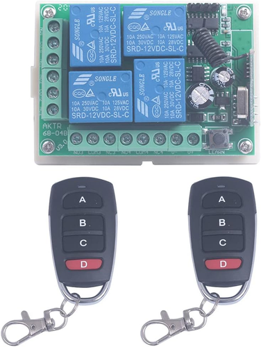 12V 4 Channel Wireless Remote Control Switch Transmitter Receiver ...