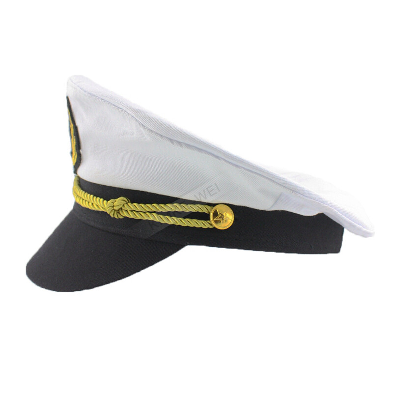 White Yacht Captain Skipper Navy Sailor Boat Cap Hat Costume New | eBay