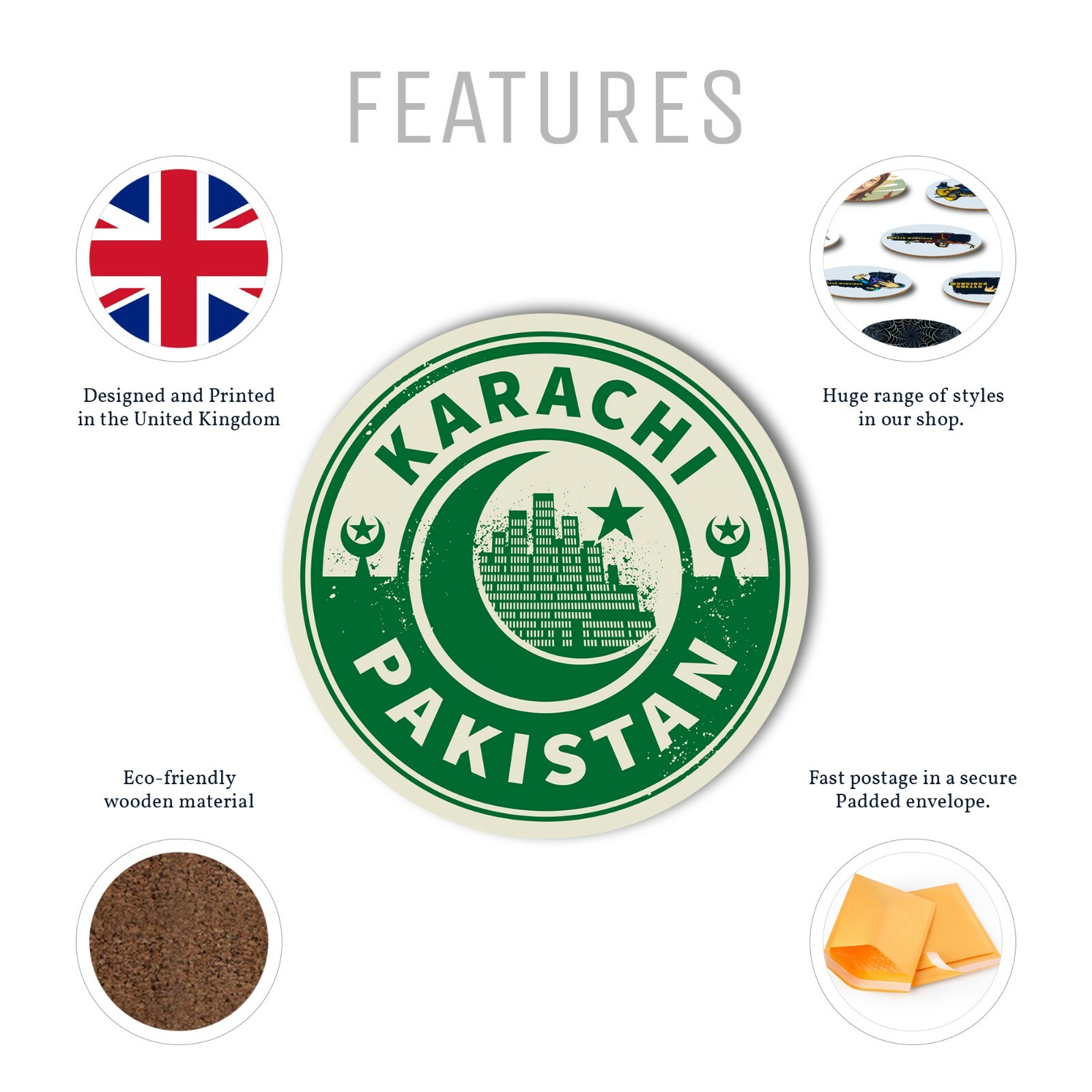 1 x Awesome Pakistan Karachi - Round Coaster Kitchen Student Kids Gift ...