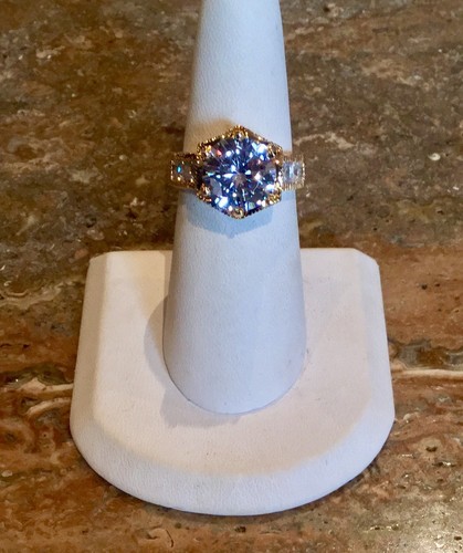 "REAL COLLECTIBLES BY ADRIENNE" 18K/ SILVER 925 4 CT *DIAMONITE RING SZ ...