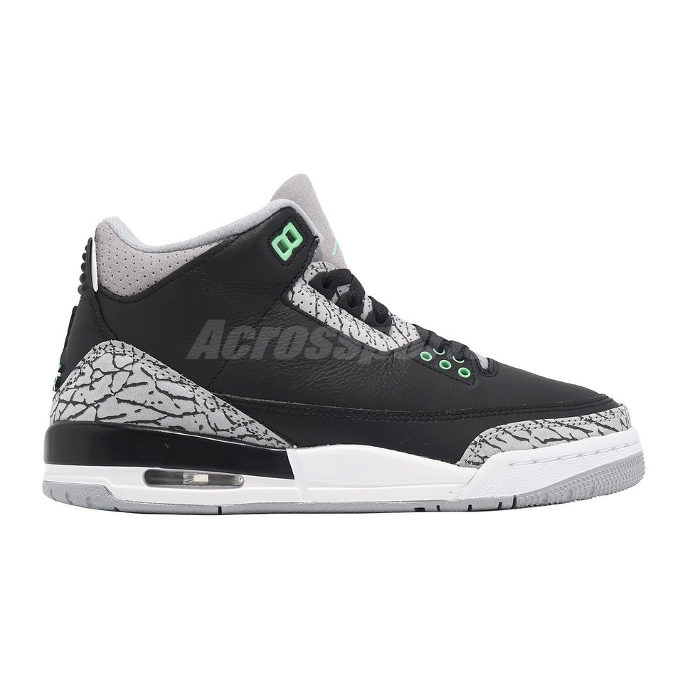 Nike Air Jordan 3 Retro GS AJ3 Green Glow Kids Youth Casual Shoes ...