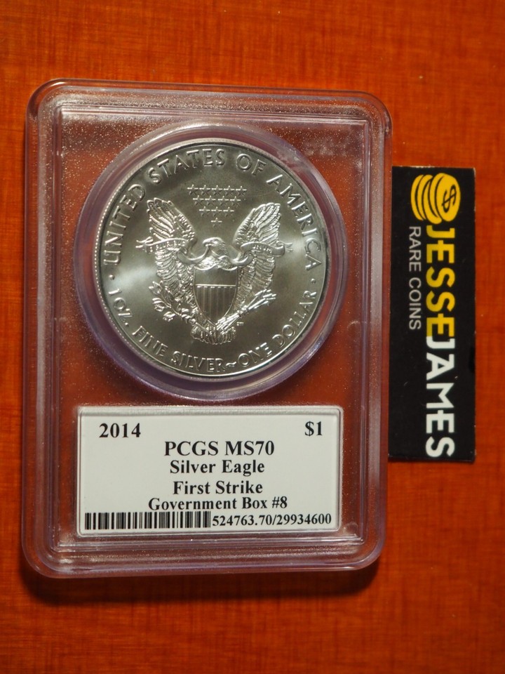 2014 SILVER EAGLE PCGS MS70 FIRST STRIKE BOX #8 JOHN MERCANTI SIGNED ...