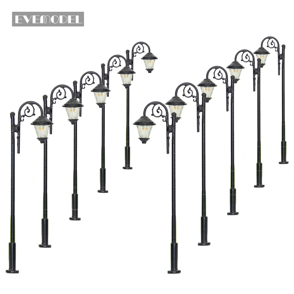 10pcs Model Railway N Scale 1:160 Metal Lamp Street Lights LEDs LYM36 ...
