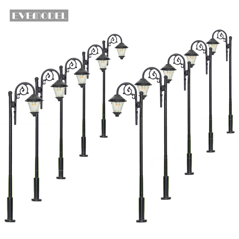 10pcs Model Railway 1:160 Lamp Metal Post N Scale Street Lights LYM36 ...