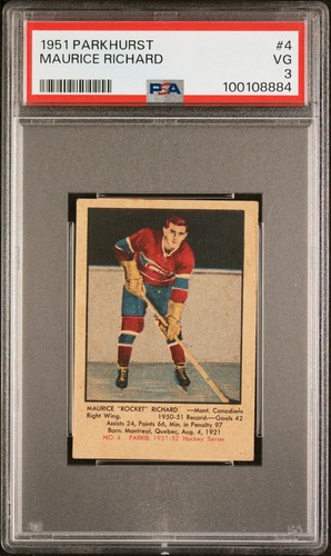 1951 Parkhurst #4 Maurice Richard Rookie RC PSA 3 Just Graded | eBay