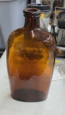 Antique Amber Flask Circa 1865 - 1870 Stoddard Glass 7.5" Good ...