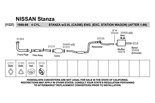 Walker 35595 Exhaust Pipe Spout 1.875" Inlet (Od) 1.5" Outlet (Id) For ...