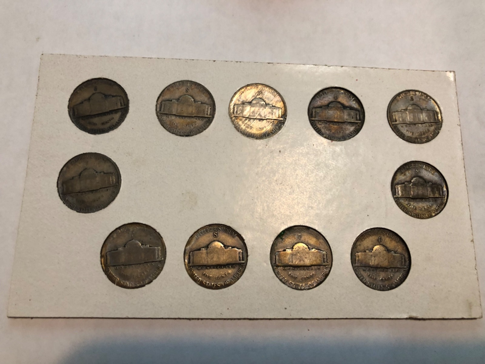 US WARTIME SILVER NICKELS SET COMPLETE ~~ 11 COINS in DISPLAY CARD | eBay