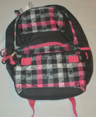 Girl's Black & Pink Plaid Backpack Bundle Lunch Bag, Pencil Pack ...