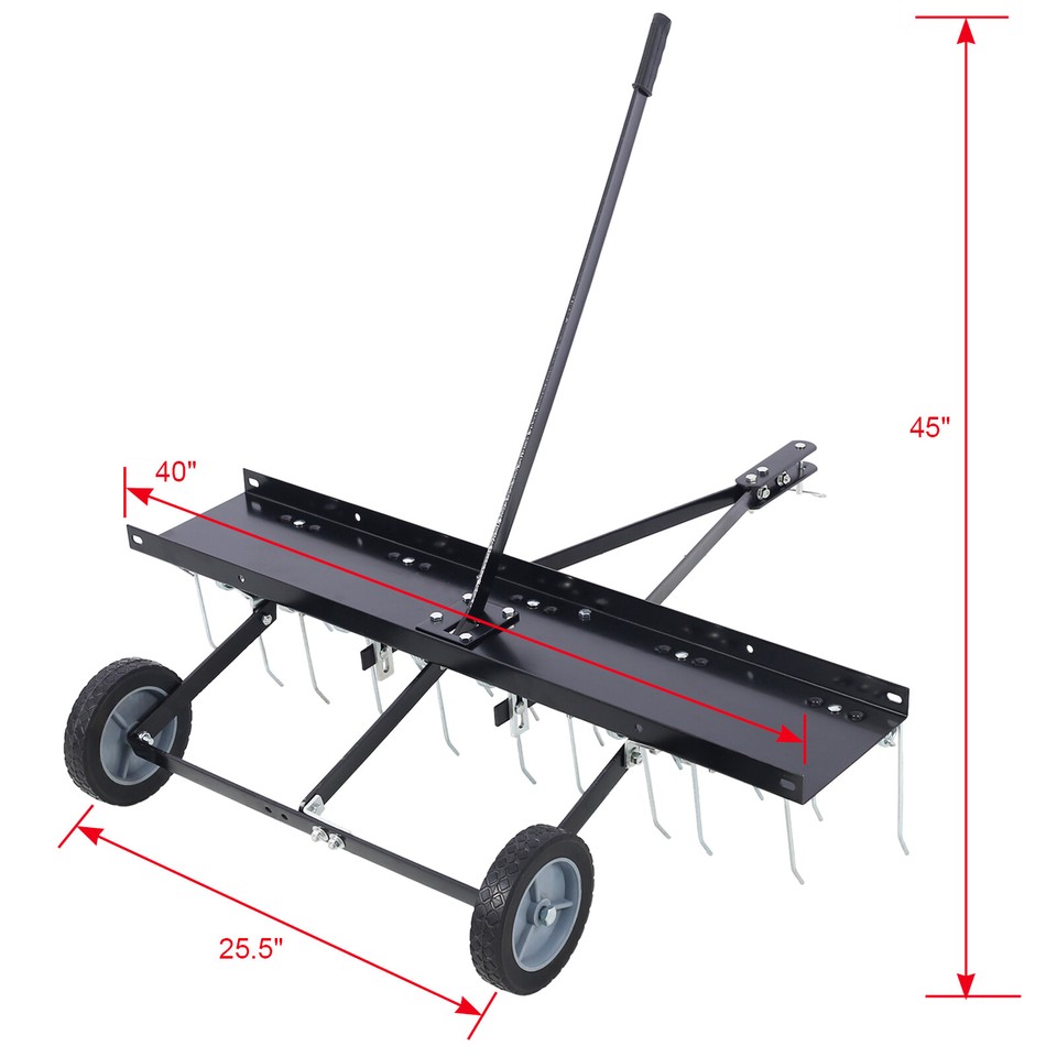 40"Dethatcher Tow Behind Lawn rake Sweeper W/ Transport Handle Rust ...