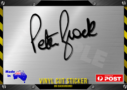 PETER BROCK Signature Vinyl Cut Gloss BLACK Decal 100mm Dash Window ...