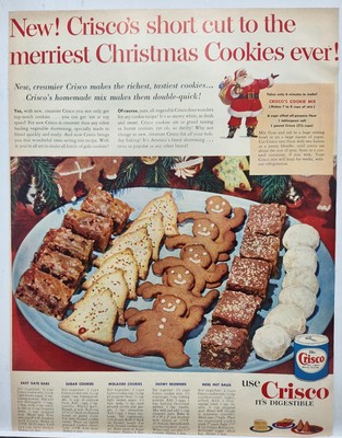 1952 Crisco Christmas Cookies MCM Vintage Print Ad Man Cave Art Deco 50 ...