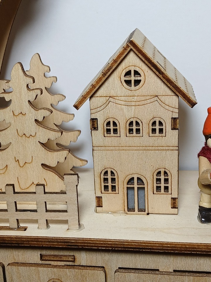 Wooden Christmas Advent Calendar German Style LED Battery Powered 24 ...