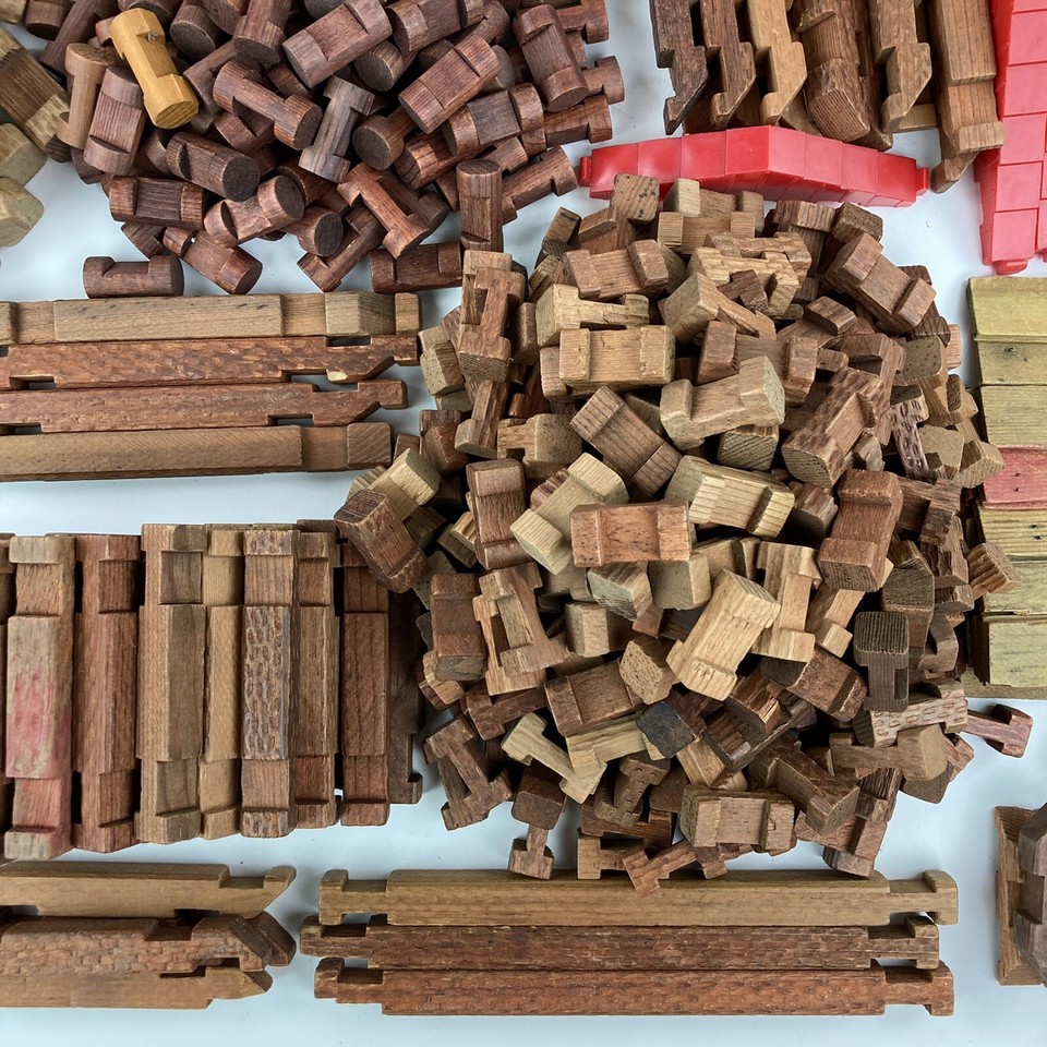 HUGE Vintage Halsam American Square Logs Building Set Lot w/ Lid Mid ...