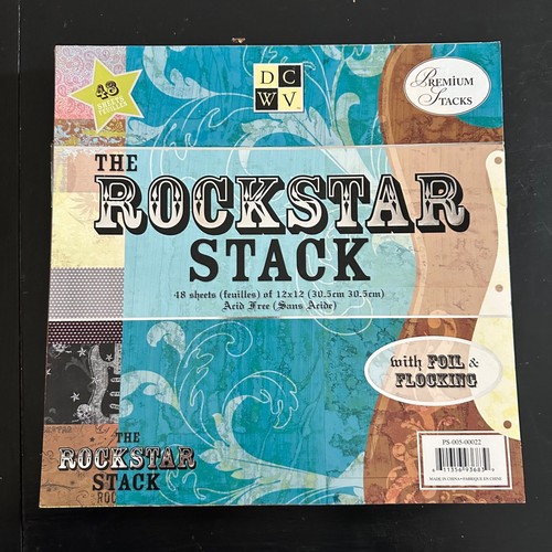 DCWV the Rockstar 12x12 Printed Textured Paper Stack 48 sheets w Foil ...