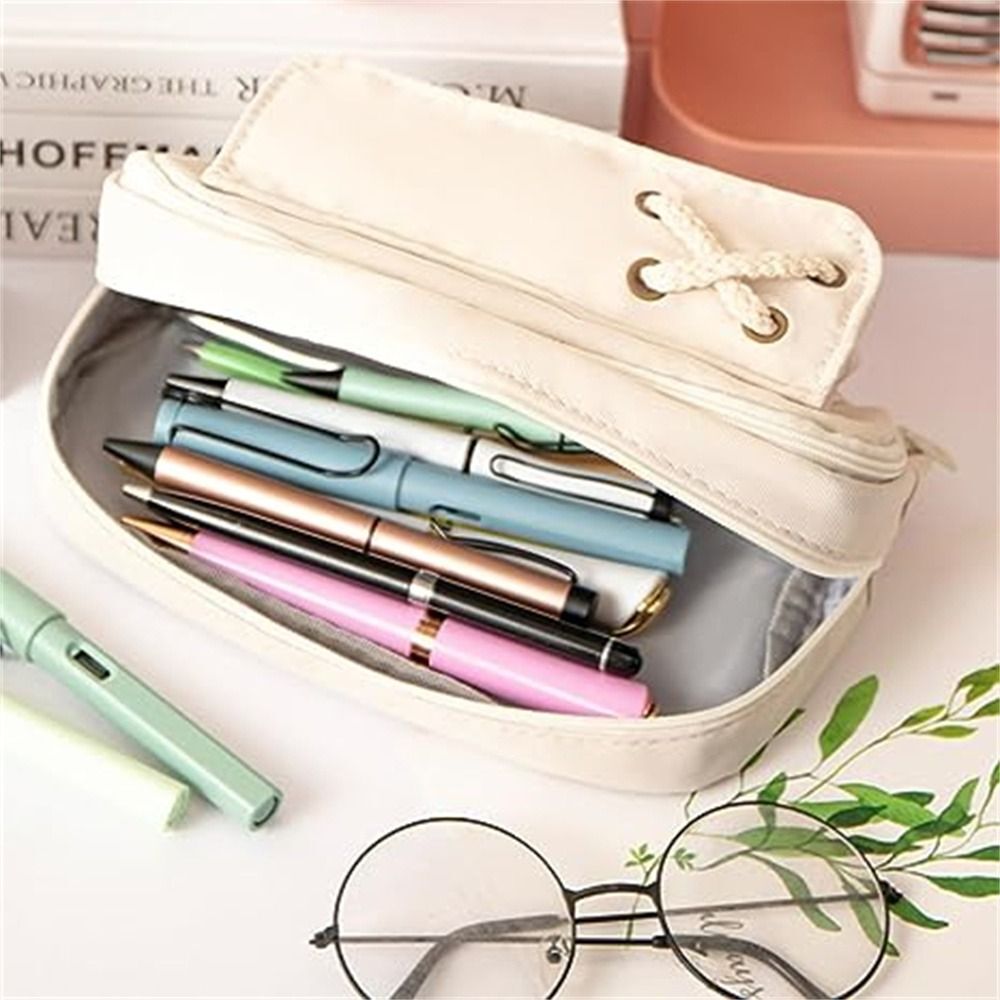 Three-layer Pencil Pouch Large Capacity Stationery Holder Box Pen Bag ...