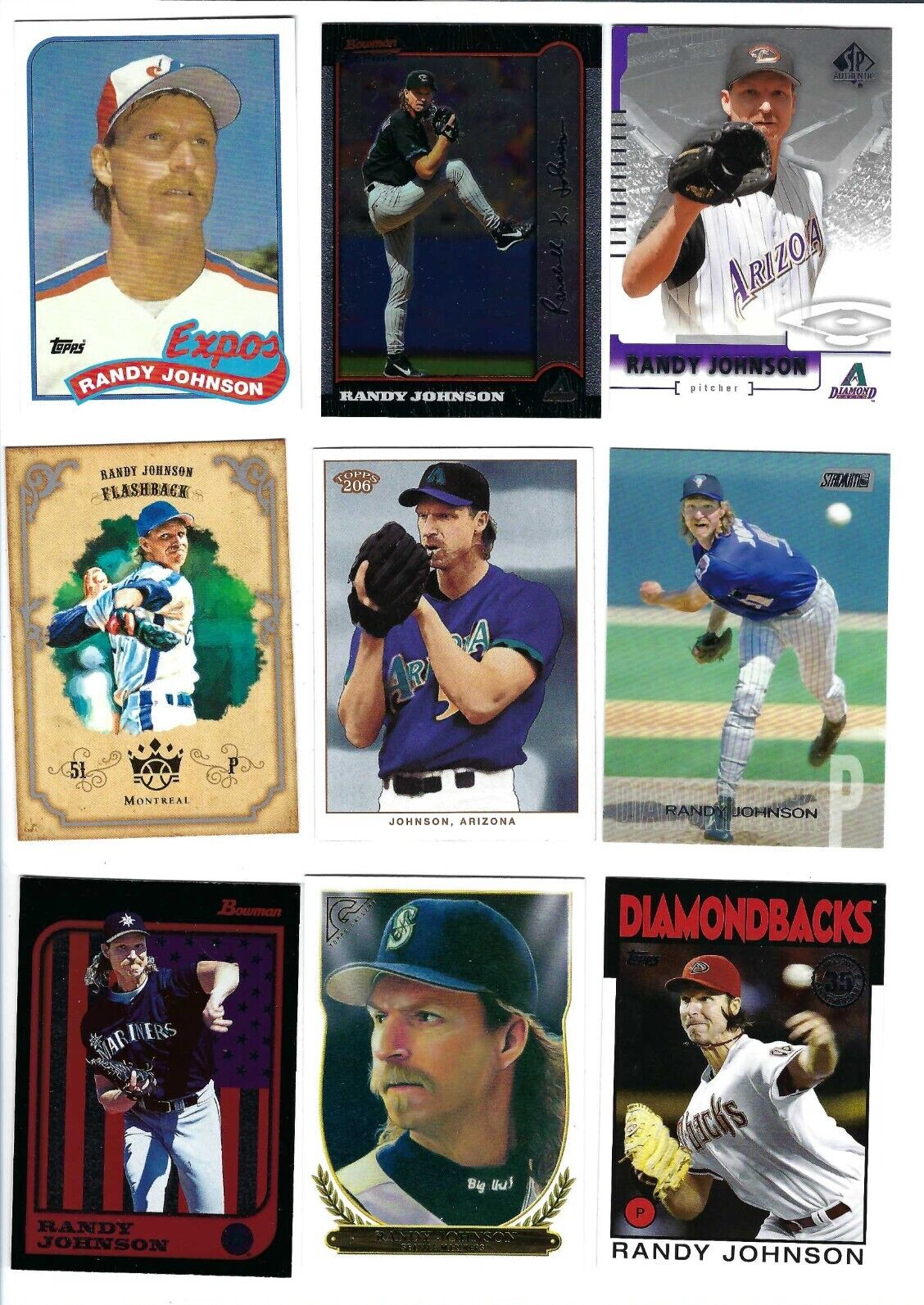 Randy Johnson Baseball Card Lot of 9 – Expos / Diamondbacks / Mariners ...