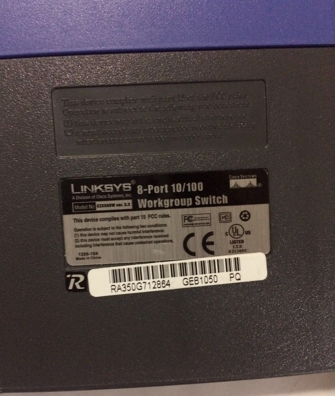 Cisco-Linksys EZXS88W EtherFast 10/100 8-Port Workgroup Switch | eBay