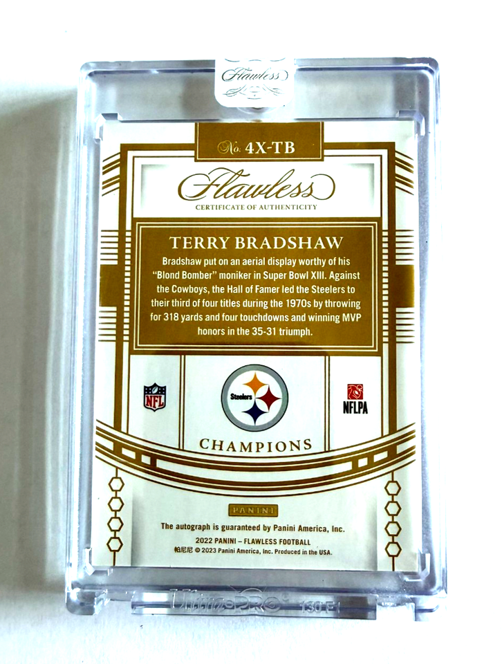 2024 Panini Flawless Football Champion Signatures Terry Bradshaw #1/1 ...
