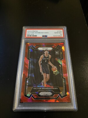 2023-24 Prizm Victor Wembanyama PSA 10 Red Cracked Ice Rookie Wemby Gem ...