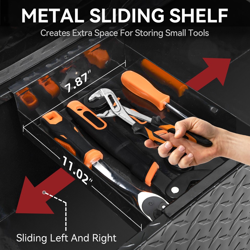 39"X13"X10" Aluminum Pick Up Truck Bed Tool Box with Sliding Shelf ...