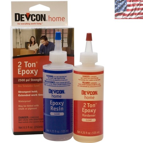 Devcon 2 Ton Epoxy - Fast Drying, Clear & Strong Adhesive - 2 x 4.25 oz ...