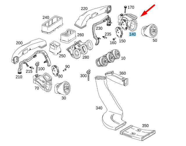 Mercedes-Benz GLC X253 C253 2018 Cabin air duct channel A2058309905 ...