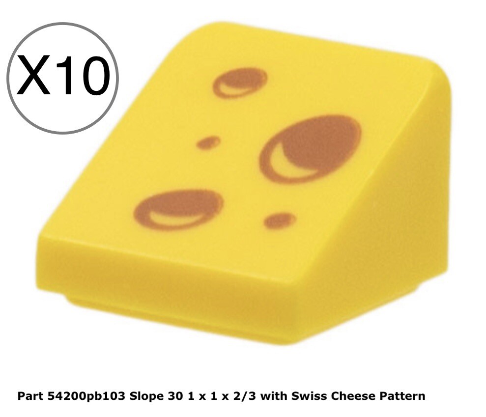 Lego 10 pieces yellow Slope 1x1 (31°) with Cheese holes / City ...