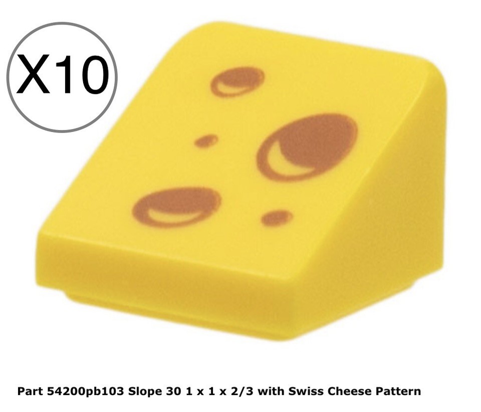 Lego 10 pieces yellow Slope 1x1 (31°) with Cheese holes / City ...