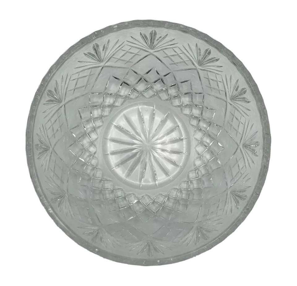 Cut Crystal 8.25" Serving Bowl Ludlow Pattern Unmarked Vintage Salad ...