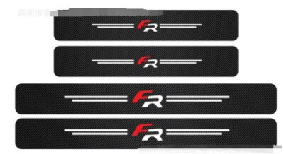 Seat FR Badge Carbon Fibre Plate Door Sill Protector Guard Stickers ...