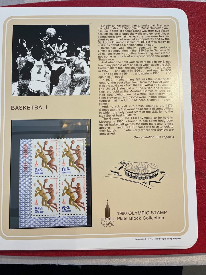 Rare Olympic Moscow 1980 Russian Plate Block Stamp Collection American ...