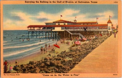 Galveston Texas TX : BEACH SCENE d/01 BA2203 | eBay