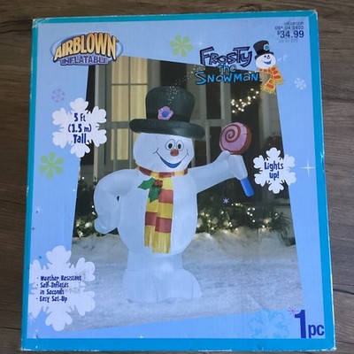 Airblown 5ft Frosty The Snowman Inflatable Gemmy Inflatable Lights Up ...