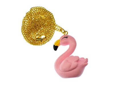 Flamingo Necklace Miniblings 60cm Bird Summer Party 3D Pink | eBay