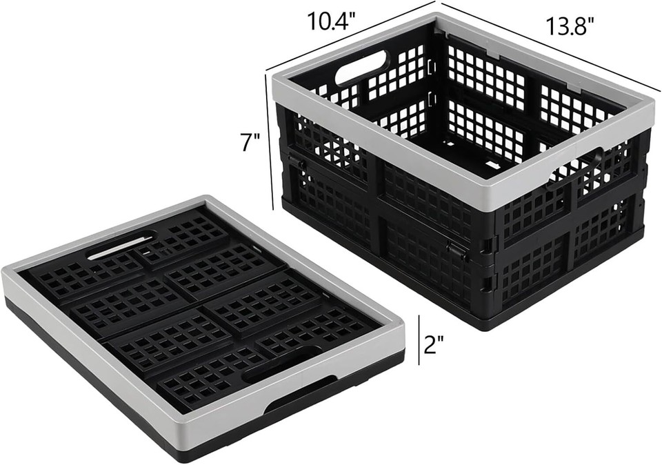 2-Pack Plastic Collapsible Storage Crates, 15 L Stackable Folding 15 L ...