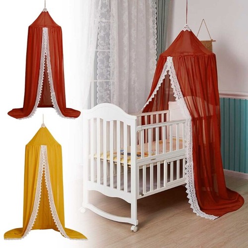 Baby Crib Cot Hanging Tent Kids Bed Canopy Lace Curtains Round Dome ...