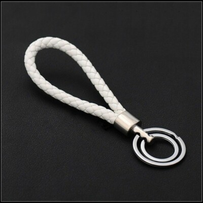 Two Circle Leather Rope White Key chain Key ring Gift High Quality ...