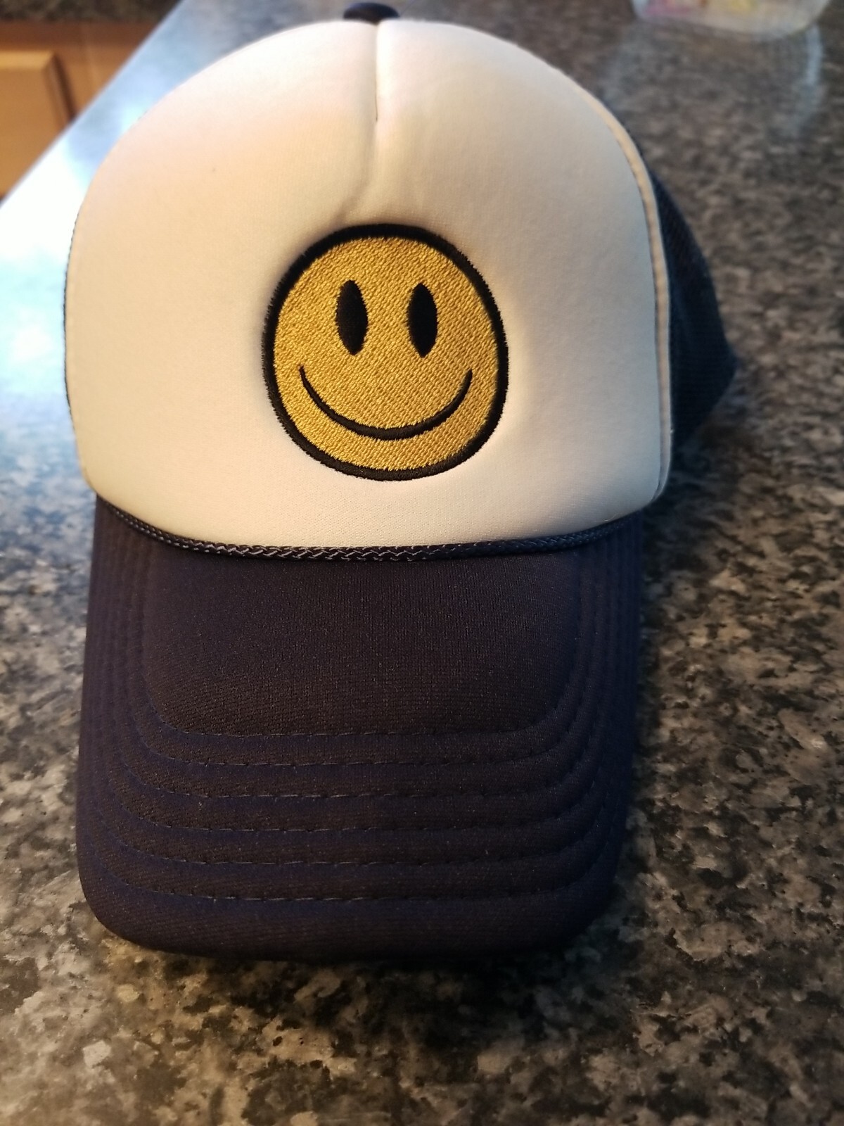 Smiley Face Cap Hat Vintage by Otto Mesh Snapback Fo… - Gem
