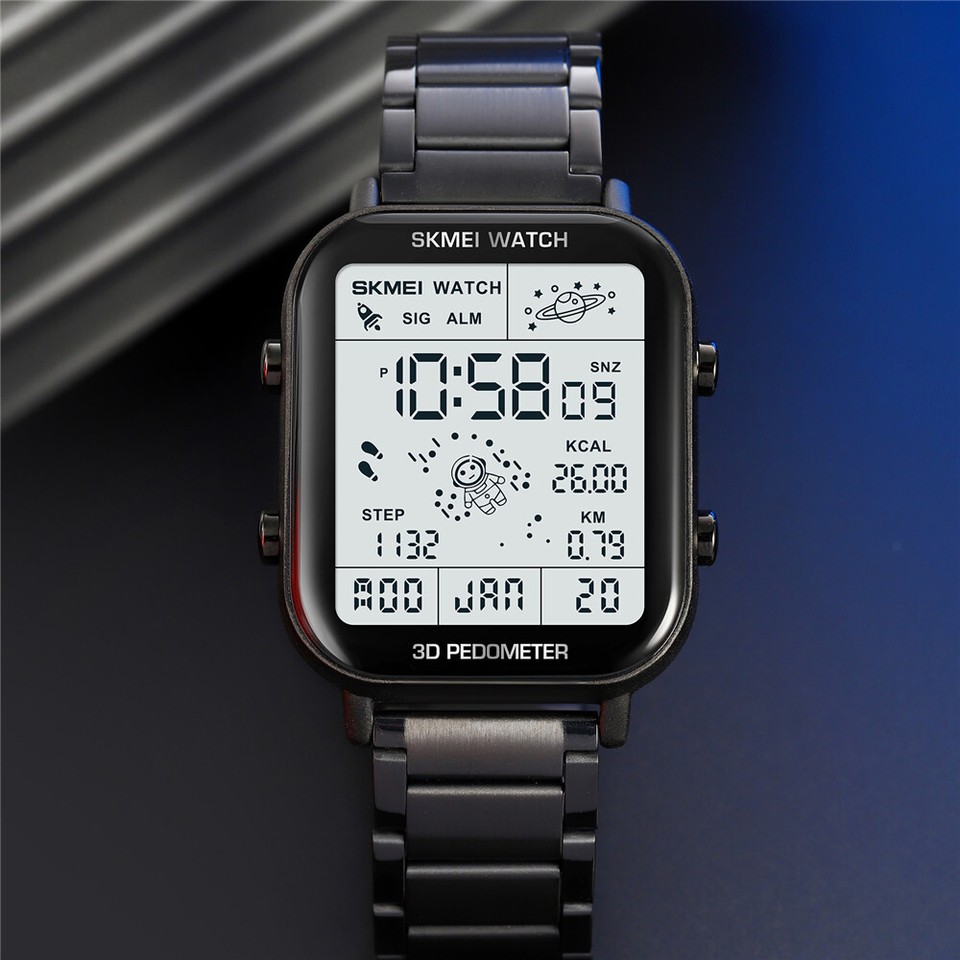SKMEI Sport Watch Men Astronaut Dial Digital Wristwatch Male Steel LED ...
