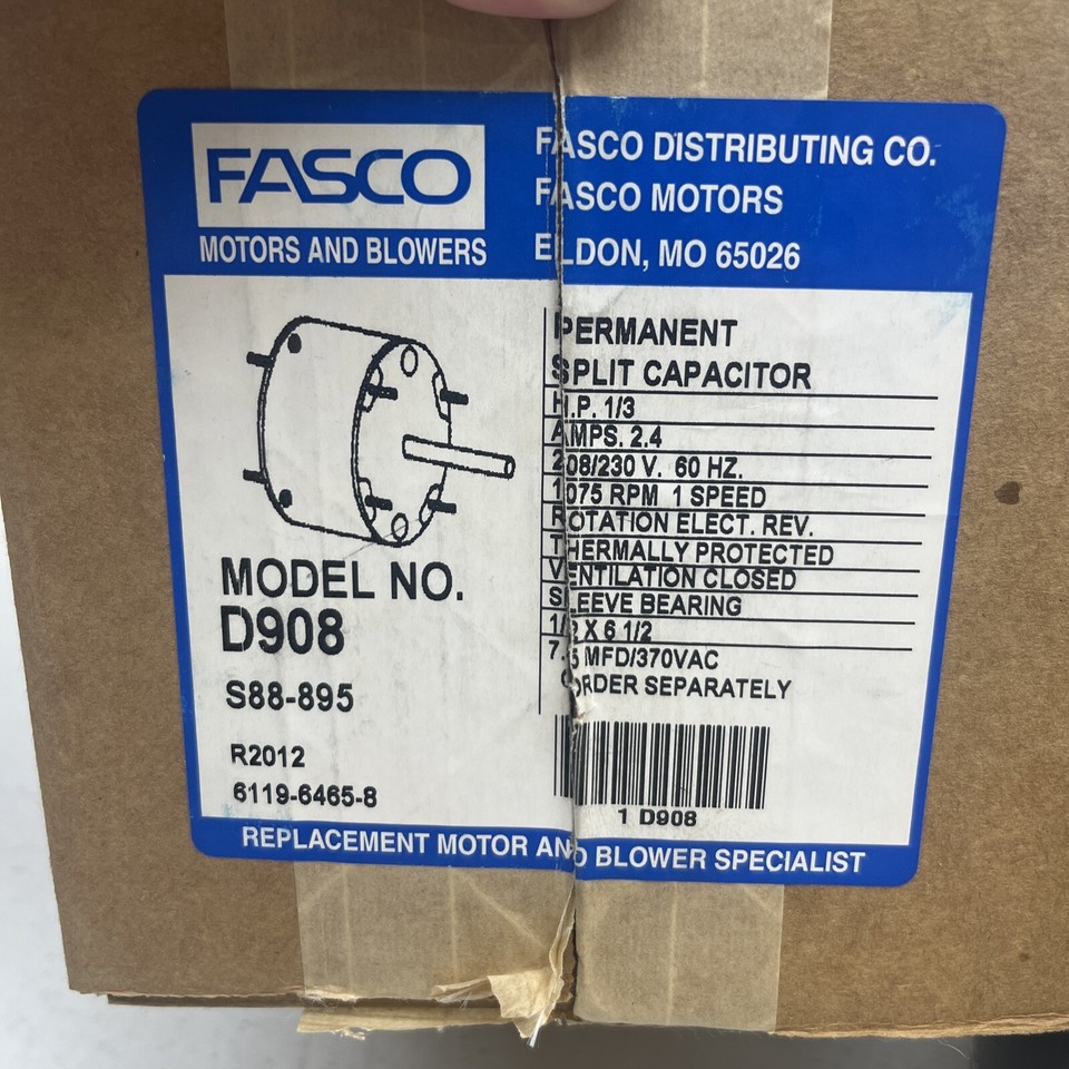 New D908 Fasco 1075 RPM Condenser Fan Motor 1/3 HP | eBay