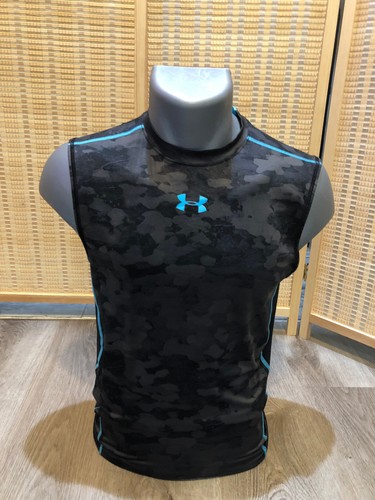 Under Armour Sleeveless Tank Top Shirt Black Camo Medium M Compression ...
