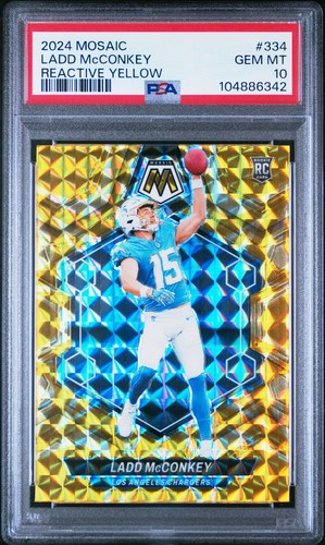 2024 PANINI MOSAIC REACTIVE YELLOW #334 LADD MCCONKEY ROOKIE RC PSA 10 ...