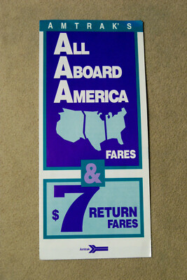 Amtrak - All Aboard America Fare & $7 Return Fares - Circa 1989 | eBay