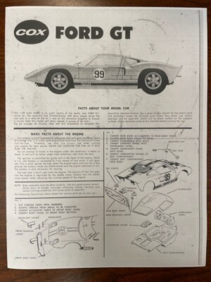 COX FORD GT CAR OWNER'S MANUAL INSTRUCTIONS .049 ENGINE | eBay