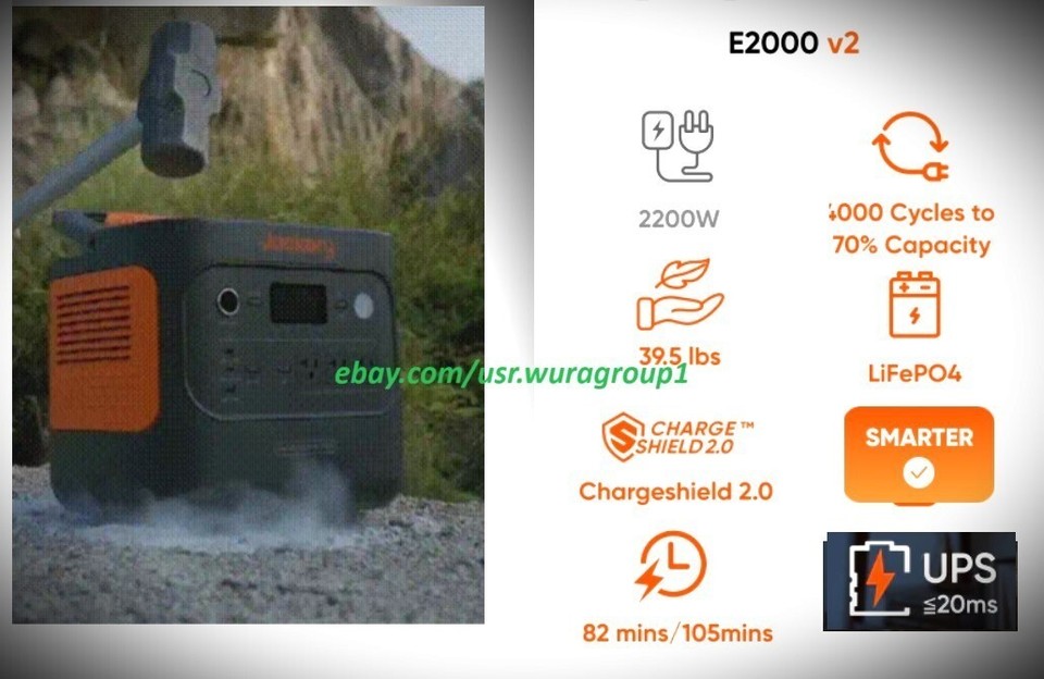 Jackery 2000 V2 Portable Solar Generator Kit w/2x Solarsaga 200 ...