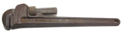 Vintage Ridgid Tool Co. 18" Heavy Duty Pipe Pat # Wrench Made Elyria OH ...