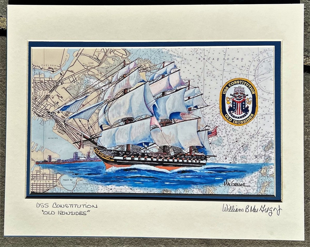 Vector Illustration Of Uss Constitution Vintage Engraved