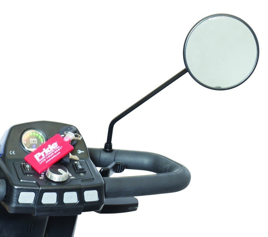 PAIR OF MOBILITY SCOOTER MIRRORS REAR VIEW MIRRORS ROUND BLACK WITH 8MM ...